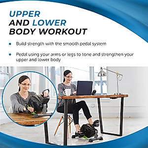 Stamina Wirk Under Desk Exercise Bike - Fitness Bike with Smart Workout App - Mini Elliptical Under Desk Bike for Home Workout