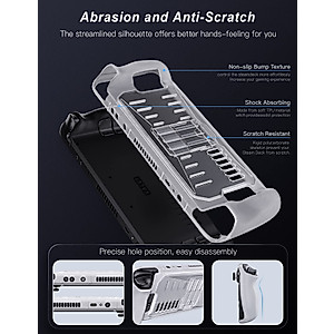 Benazcap Case for Steam Deck 2021/2022 (7 inch)/2023(7.4 inch) Release, Full Body TPU+PC Protective Case Cover with Kickstand, Shockproof Non-Slip Anti-Collision Accessories Skin for Steam Deck -Clear