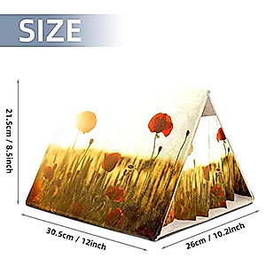 enheng Small Pet Hideout Sunset Poppy Grass Hamster House Guinea Pig Playhouse for Dwarf Rabbits Hedgehogs Chinchillas