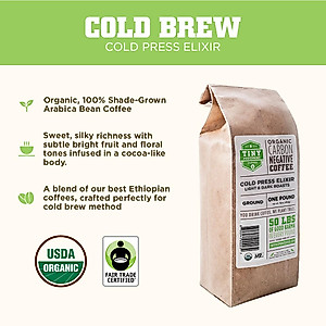 Tiny Footprint Coffee - Organic Cold Brew & Press Elixir | Blend of Light & Dark Roasts | Shade-Gown Ground Coffee, Carbon Negative, 16 Ounce