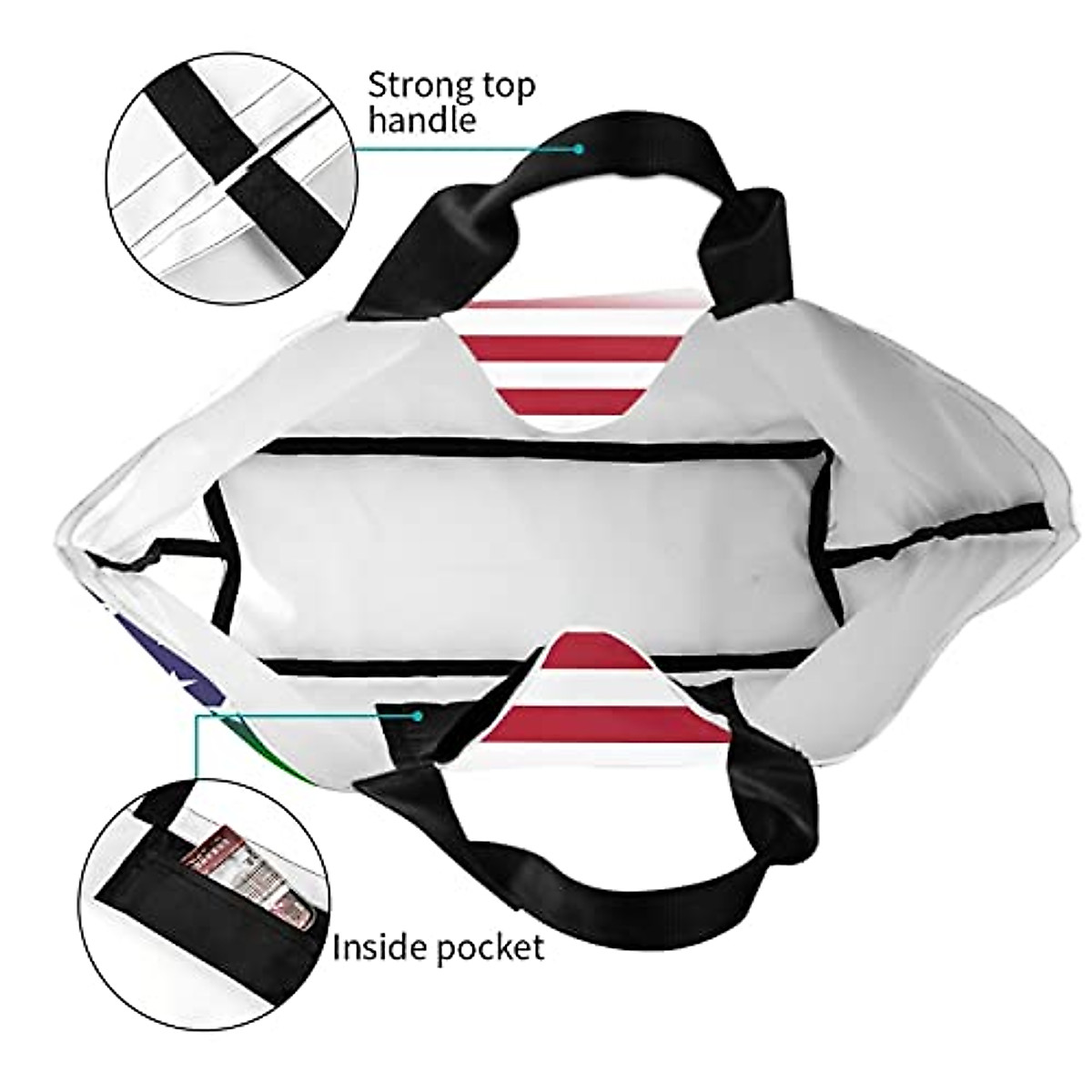 American Flag And Italian Flag Tote Storage Bag Women'S Big Capacity Shopping Shoulder Bag With Inner Pocket