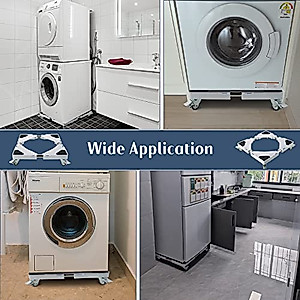 MYFULLY Adjustable Movable Furniture Dolly Roller Base, Multi-Functional Mobile Base for Dryer, Washing Machine and Mini Refrigerator Stand Moving Cart (4 Wheels)