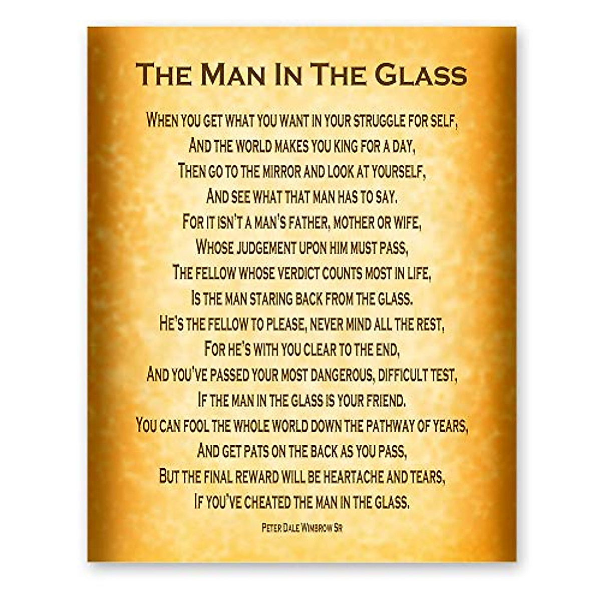 The Man in the Glass Poem by Peter Dale Wimbrow Sr Inspirational Home Decor Office Dad Grad Gift 8x10 Print (Blue)
