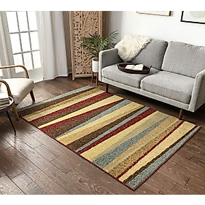 Well Woven Stripes Blue Red 3'3" x 5' Area Rug Carpet