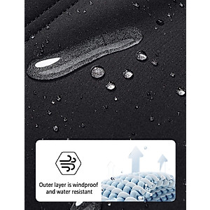 FREE SOLDIER Men's Outdoor Softshell Fleece Lined Cargo Pants Snow Ski Hiking Pants with Belt (Black 30W/30L)