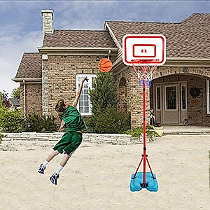 E EAKSON Kids Basketball Hoop Stand Adjustable Height 2.9 ft -6.2 ft Indoor Basketball Hoop Outdoor Toys Outside Backyard Games Mini Hoop Basketball Goal Gifts for Boys Girls Toddler Age 3 4 5 6 7 8