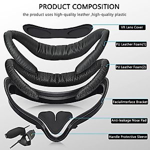 Gorliskl Facial Interface for Oculus Quest 2 ，Resilient VR Facial Vent Soft Interface Bracket &Anti-Leakage Light PU Leather Foam Face Cover Replacement Pad（Widened Version） Upgrade Accessories