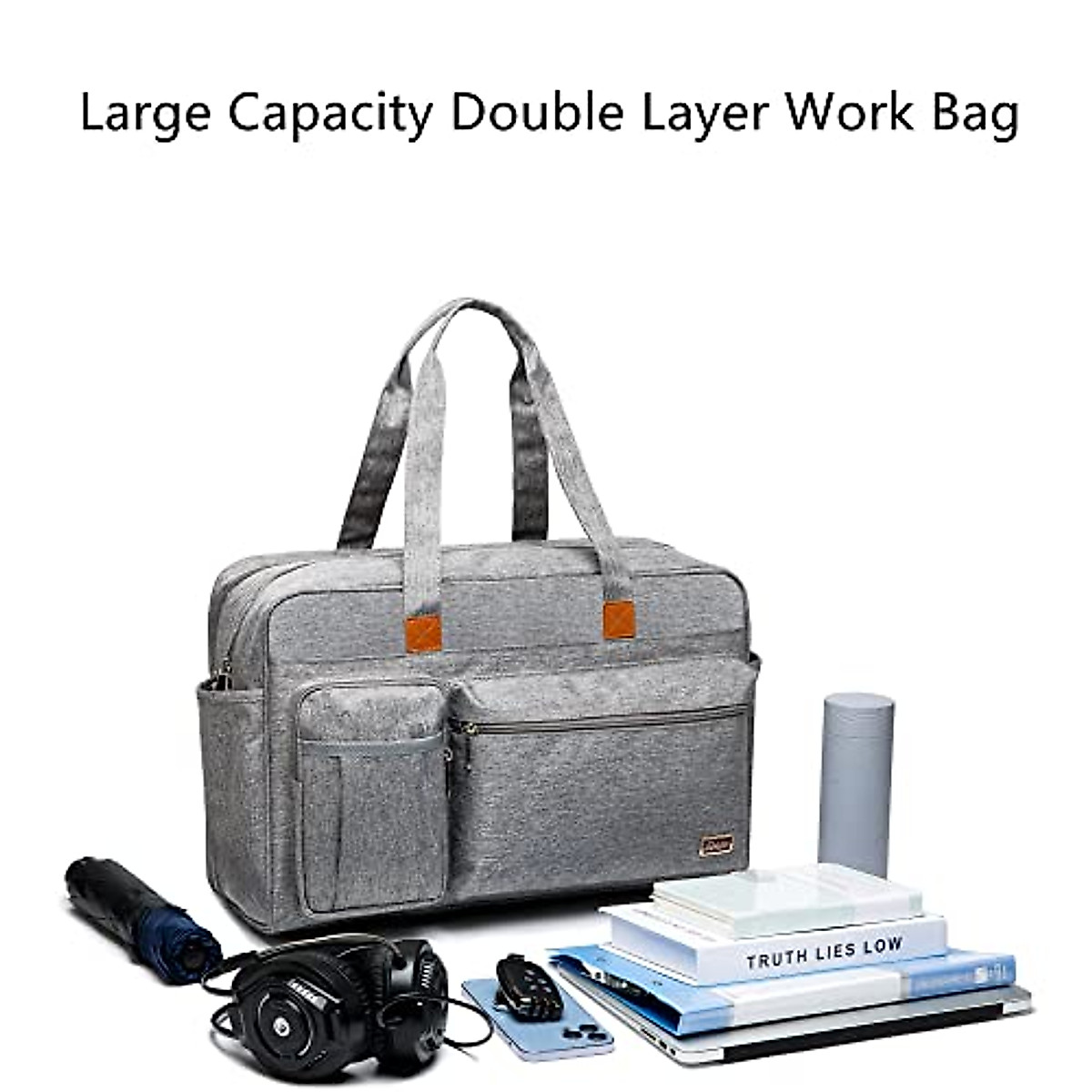Laptop Tote Bag, Computer Messenger Teacher Bag with 15.7'' Padded Laptop Sleeve Gray