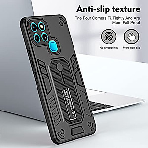 Phone Case Case Compatible with Infinix Smart 6 2021/X6511B /X6511/X6511E Case Heavy Duty Shock Absorption Full Body Protective Case TPU Rubber and Hard PC Phone Case Cover with Retractable hand strap
