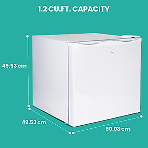 Koolatron Compact 1.2 Cu Ft Upright Freezer Reversible Door Removable Shelf External Temperature Control Quiet Compressor Space-Saving Flat-Back Design Ideal for Dorms Offices Apartments