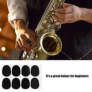 Fafeims 8Pcs Mouthpiece Patch Cushion Rubber Sax Mouthpiece Pad Cushion for Soprano Alto Tenor Saxophone Clarinet (Black 0.5mm Big Oval)