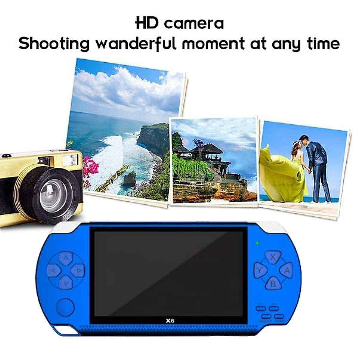 IZENGATE Blue Color X6 8GB 128-bit 10000+ Games 4.3inch Retro Handheld Video Game Console Support Music Video with Camera, Toy, Toys, Game, Game Player