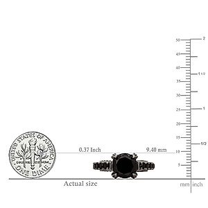 Dazzlingrock Collection 4.00 Carat (Cttw) Round Black & White Diamond With Solitaire With Accent Women Art Deco Engagement Ring 4 CT, Black Plated 14K White Gold, Size 8.5