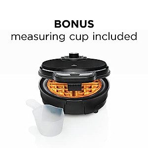 Chefman Anti-Overflow Belgian Waffle Maker w/Shade Selector, Temperature Control, Mess Free Moat, Round Iron w/Nonstick Plates & Cool Touch Handle, Measuring Cup Included, Black