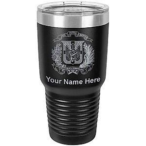 LaserGram 30oz Vacuum Insulated Tumbler Mug, Coat of Arms Dominican Republic, Personalized Engraving Included (Black)