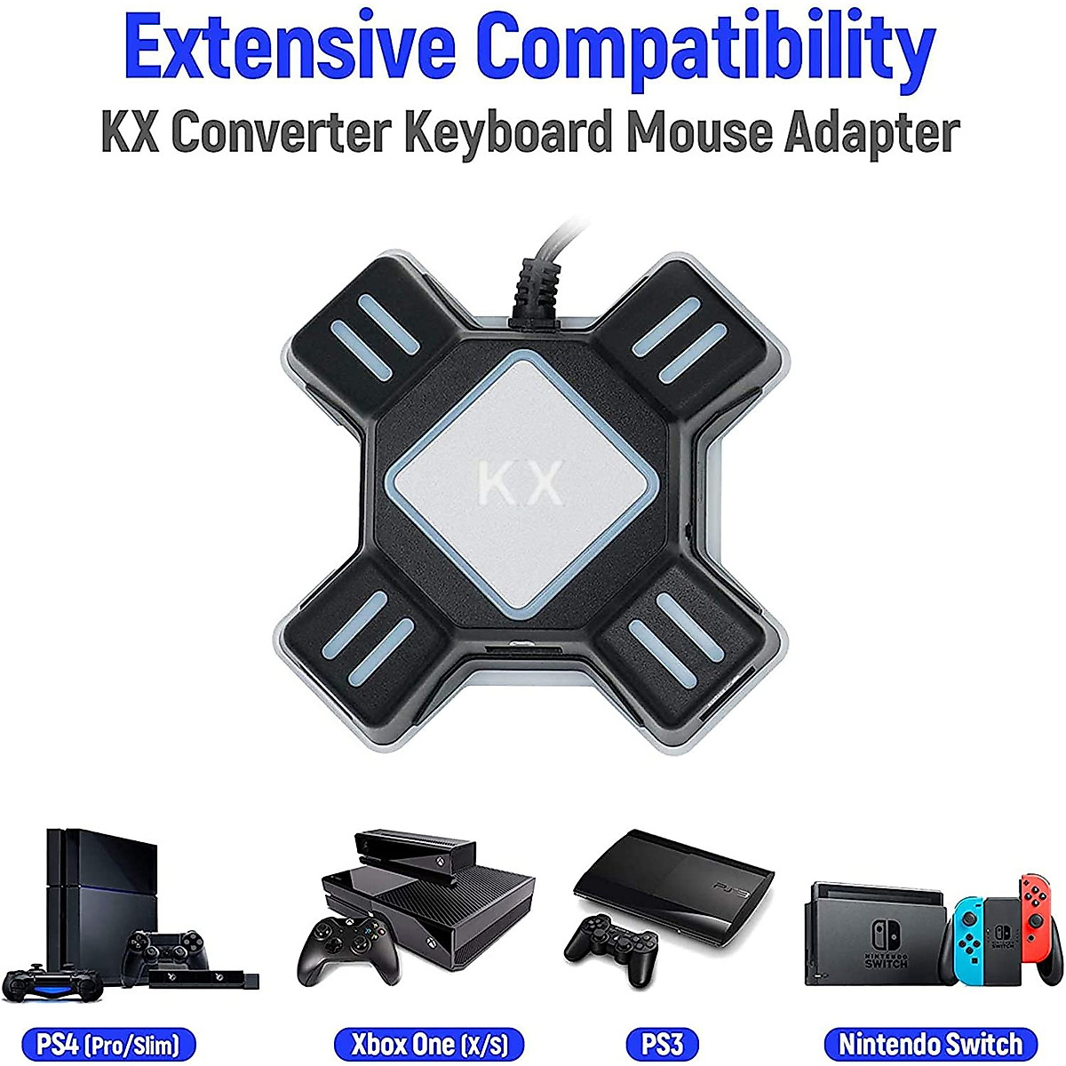 JZW-Shop Keyboard Mouse Converter for PS4/N-Switch/PS3/Xbox One, USB Mouse Keyboard Adapter Converter