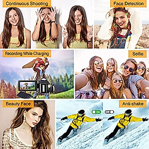 Aasonida Video Camera Camcorder for YouTube, Digital Vlogging Camera FHD 1080P 30FPS 24MP 3.0 Inch 270° Rotation Screen Video Recorder with Microphone, Remote Control, 2 Batteries