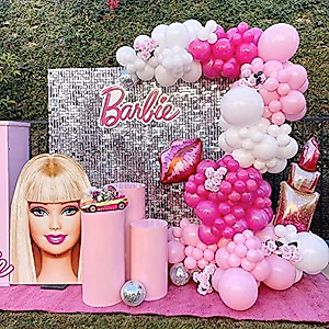 Pink Balloon Garland Arch Kit Hot Pink Light Pink White Balloons with Huge Lipstick-Lip Balloons for Girls Birthday Princess Theme Party Background Bridal Shower Barbie Baby Shower Decorations