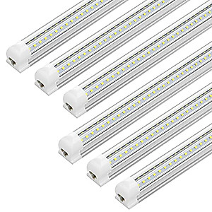 JESLED LED Shop Light 4FT, 36W 4500LM 6500K Cool White, T8 Integrated LED Light Fixture, High Output, V-Shape, Linkable 48'' LED Tube Lights for Garage, Workshop, Warehouse (6-Pack)