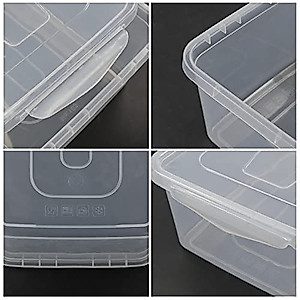Pekky 6.5 Quart Clear Storage Bin, Plastic Latching Box with Lid, 4 Packs