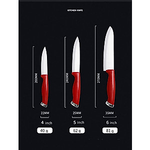 NEW Ceramic Knives With Covers 4 Pcs Quality Kitchen Knife Set with Stain Resistant 6 inch Chef Knife, 5 inch Steak Knife, 4 inch Fruit Knife, Peeler (Green)