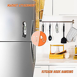 Digital Meat Thermometer, Waterproof Instant Read Food Thermometer for Cooking and Grilling, Kitchen Gadgets, Accessories with Backlight & Calibration for Candy, BBQ Grill, Liquids, Beef, Turkey