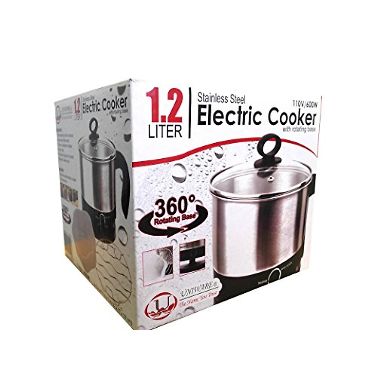 70019 Uniware 1.2 Liter Stainless Steel 304 Electric Cooker With Rotating Base