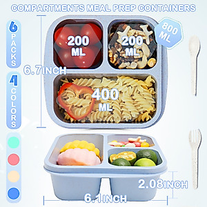 DESLON Kids Bento Box 6 Pack, 3 Compartment Snack Containers, Meal Prep Containers Reusable Lunch Containers for Kids Toddler Adults, Small Bento Snack Box for School, Work and Travel