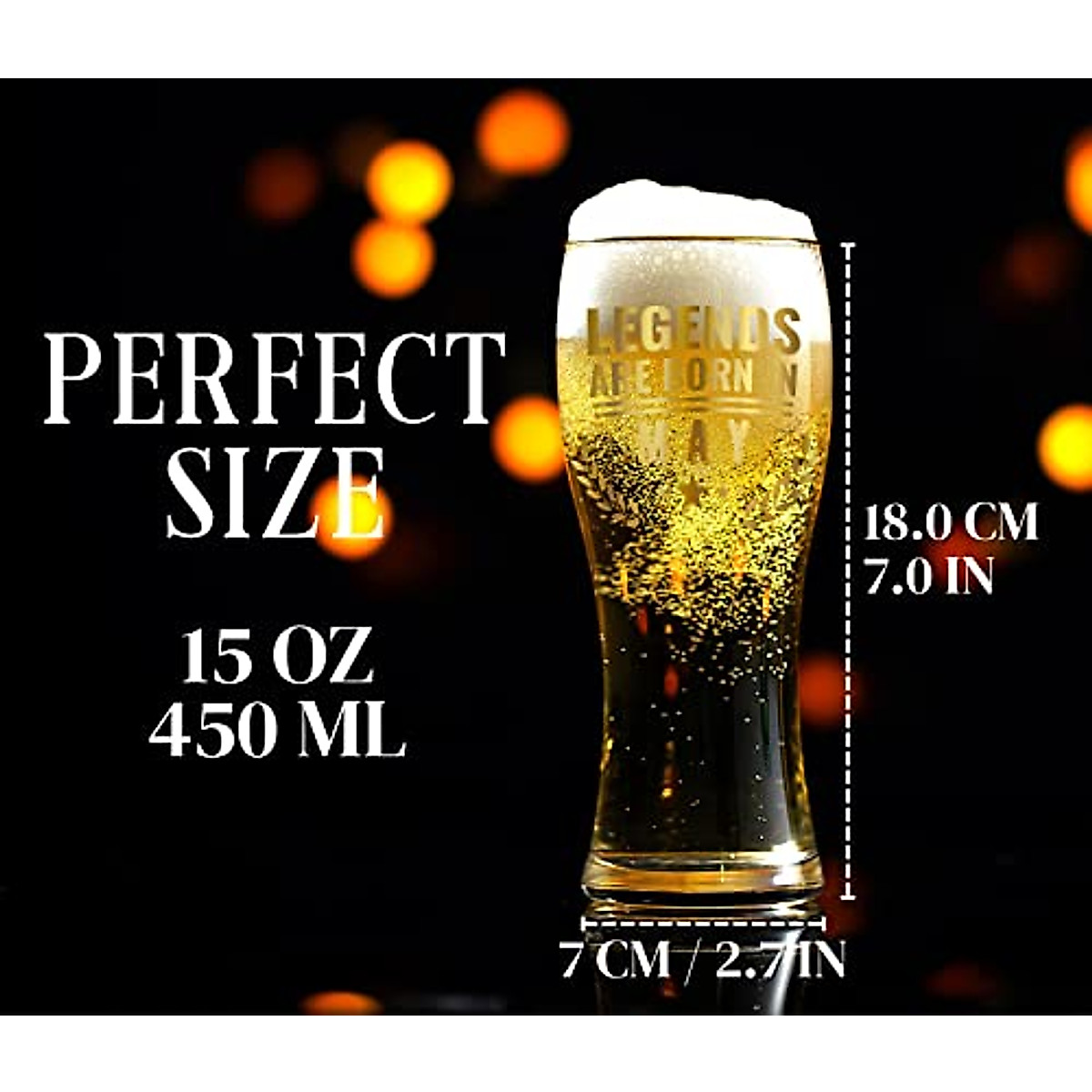 Unique Birthday Gifts for Men, Husband, Him, Funny Beer Glass for Dad, Brother, Boyfriend, Son, Uncle, 15 oz, Legends are Born in February