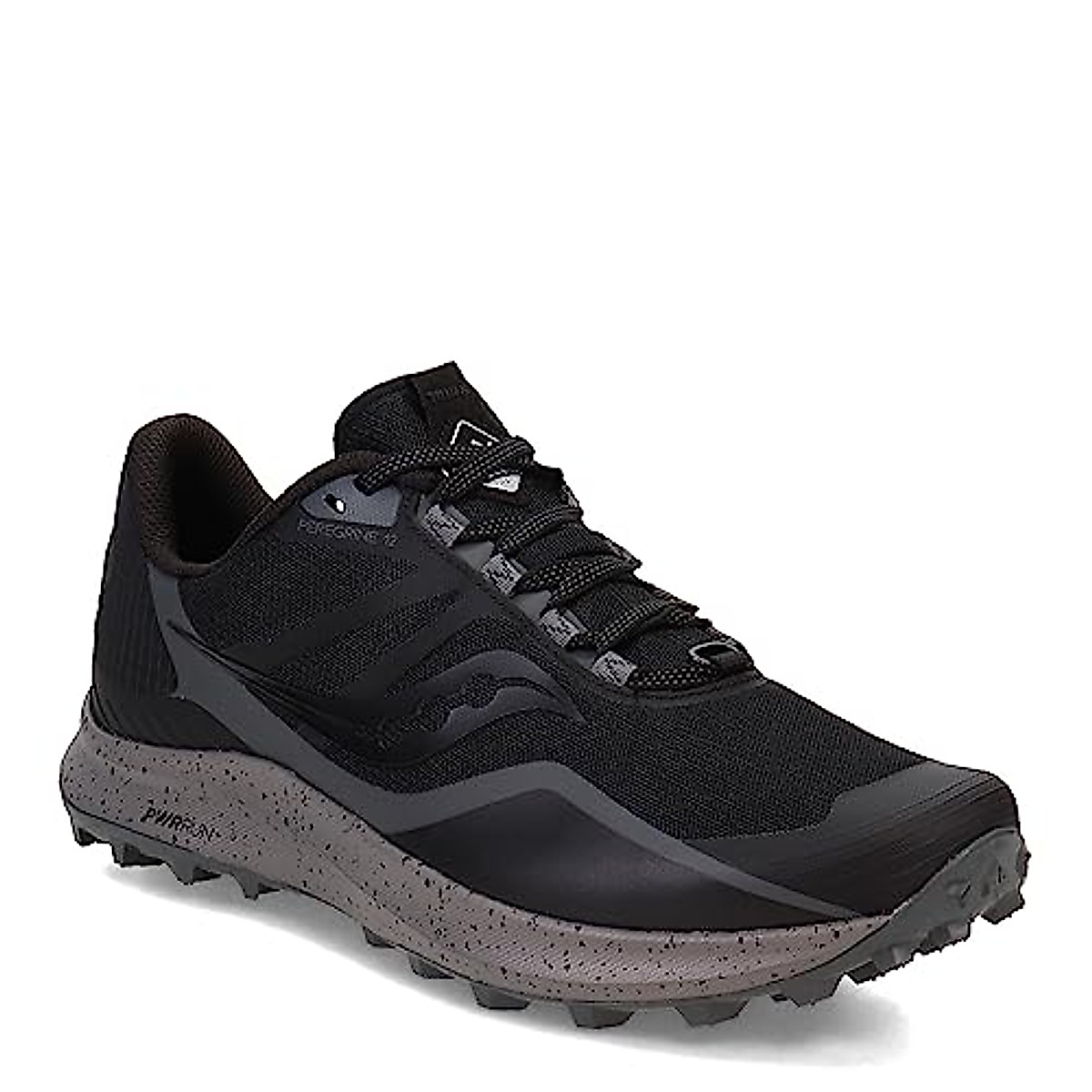 Saucony Men's Peregrine 12 Trail Running Shoe, Black/Charcoal, 11 Wide