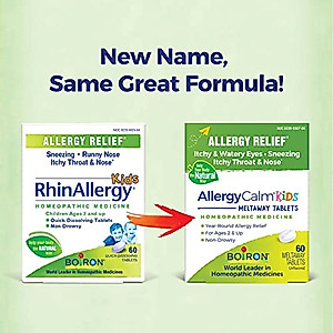 Boiron AllergyCalm Kids Tablets for Relief from Allergy and Hay Fever Symptoms of Sneezing, Runny Nose, and Itchy Eyes or Throat - 60 Count