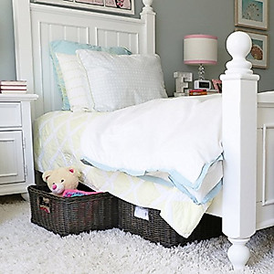 The Basket Lady Under The Bed/Basic Wicker Storage Basket, Extra Large, 25 in L x 19.5 in W x 8 in H, Antique Walnut Brown