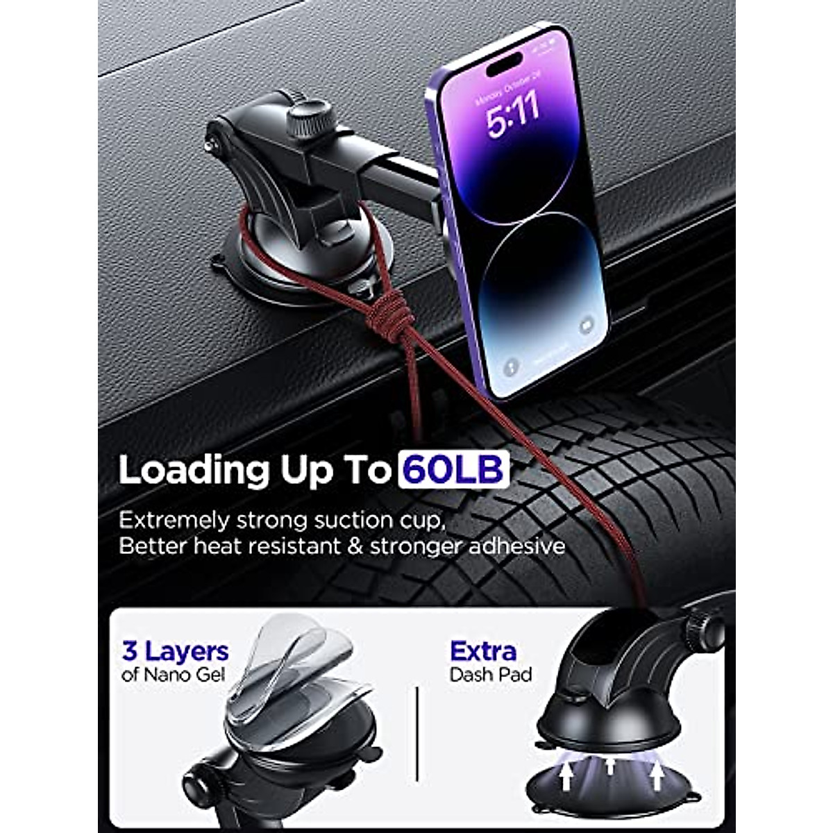 TIKECO for MagSafe Car Mount Charger, 15W Fast Charging Magnetic Wireless Car Charger Air Vent Dash Windshield Car Phone Holder Mount for iPhone 15/14/13/12 Series and MagSafe/Magnetic Cases
