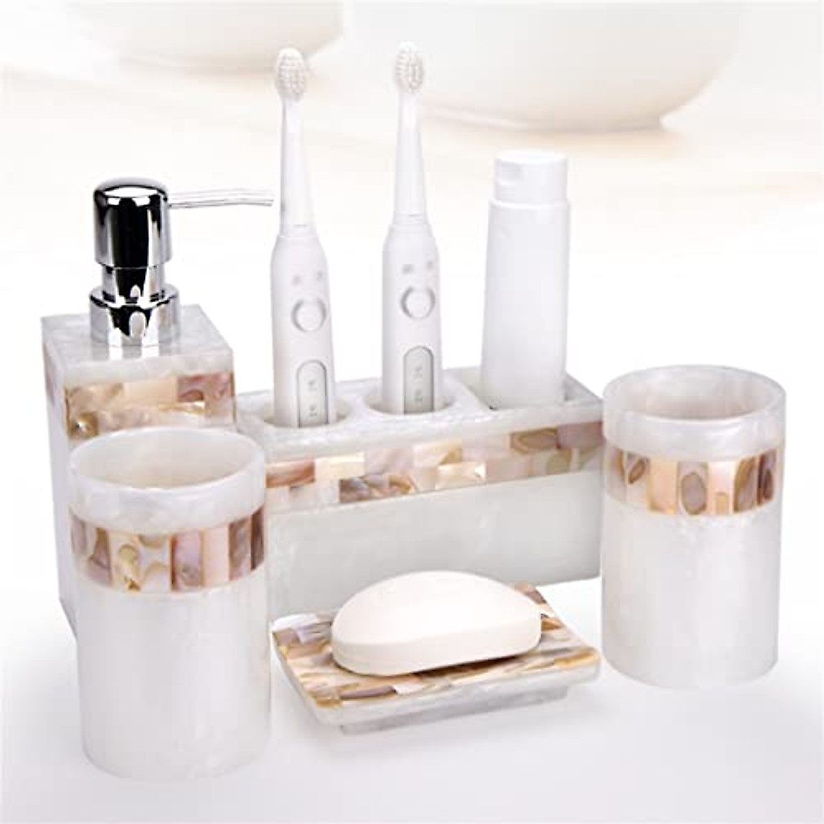 CZDYUF Resin Toilet Mouth Cup Kit Bathroom Electric Toothbrush Set Bathroom Set