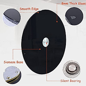 27inch Black Tempered Glass Lazy Susan Turntable For Dining Table, Large Swivel Tray Serving Plate With Flat Polished Edge, Easy To Clean (Size : 68cm/27")