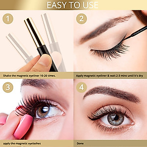 10-Pairs Magnetic Eyelashes Kit With Mirror Case Strong Magnetic Waterproof Magnetic Eyeliner Natural Look Different Lengths&Densities False Lashes No Glue Needed