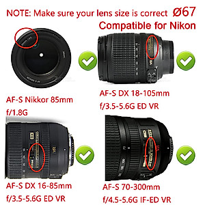 67MM Lens Cap Cover for Canon 77D 90D w/ EF-S 18-135mm Lens Cap Nikon D750 D780 w/ 18-105mm 16-85mm Lens Cap [2 Pack]