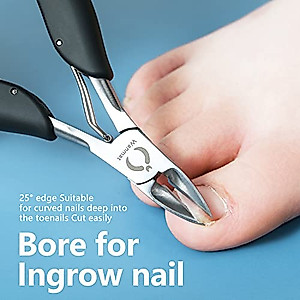 Toe Nail Clipper for Ingrown or Thick Toenails,Toenails Trimmer and Professional Podiatrist Toenail Nipper for Seniors with Surgical Stainless Steel Surper Sharp Blades Lighter Soft Handle