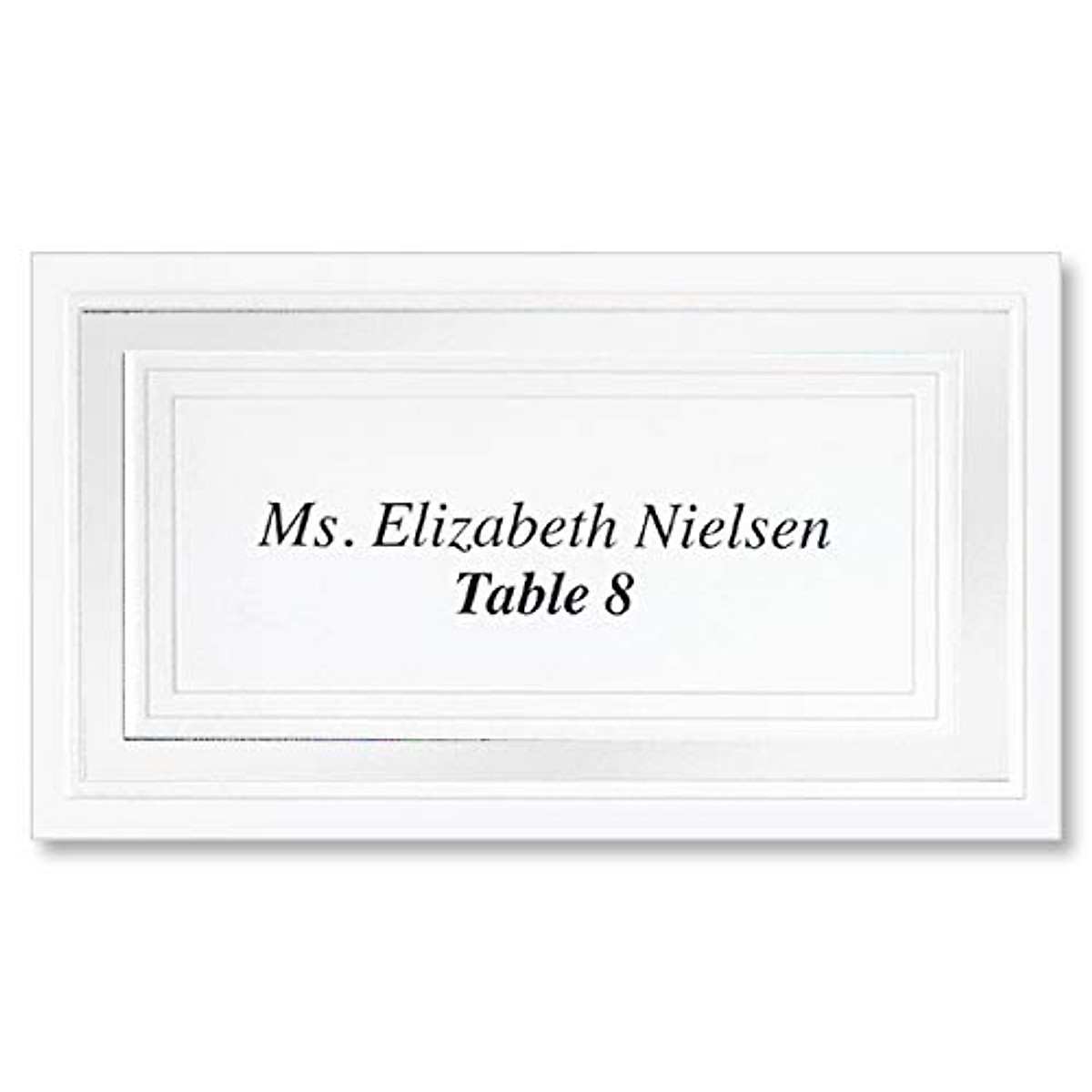 White 65lb Cover Stock Place Cards, White Foil Border, Micro-Perforated, 2" x 3 1/2", 200/box, Laser and Inkjet Compatible