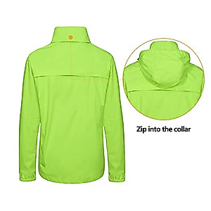 Little Donkey Andy Women's Rain Running Jacket Cycling Bike Coat Lightweight Windproof Fluorescent Yellow L