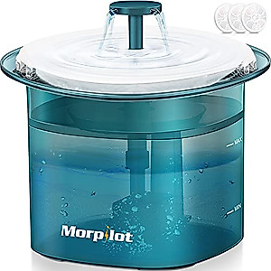 Morpilot Cat Water Fountain, Pet Fountains with Super Silent Water Pump and Smart Indicator Light, 2L Dog Water Fountain Suitable for Cats and Dogs, Cat Water Dispenser with 3 Filter Chips