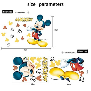 Mickey Mouse Vinyl Sticker for Toddler's Room Interior Mural Wall Decal for Kid's Playroom