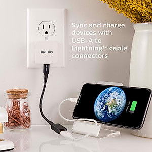 Philips 6 Inch USB-C to USB-A 3.1 Female Adapter, USB-A 3.0 Port, 5 Gbps Transfer Speed, 15W Charging, for iPhone 15/Pro/Max, Galaxy S23/S22/Ultra, Google Pixel, iPad Air/Pro, Black, SWU7113A/27