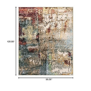 Lahome Modern Abstract Living Room Rug 8x10, Washable Rugs 8x10 Area Rug for Bedroom Stain Resistant Non Slip, Large Red Soft Indoor Accent Carpet for Dining Room Table Home Decor
