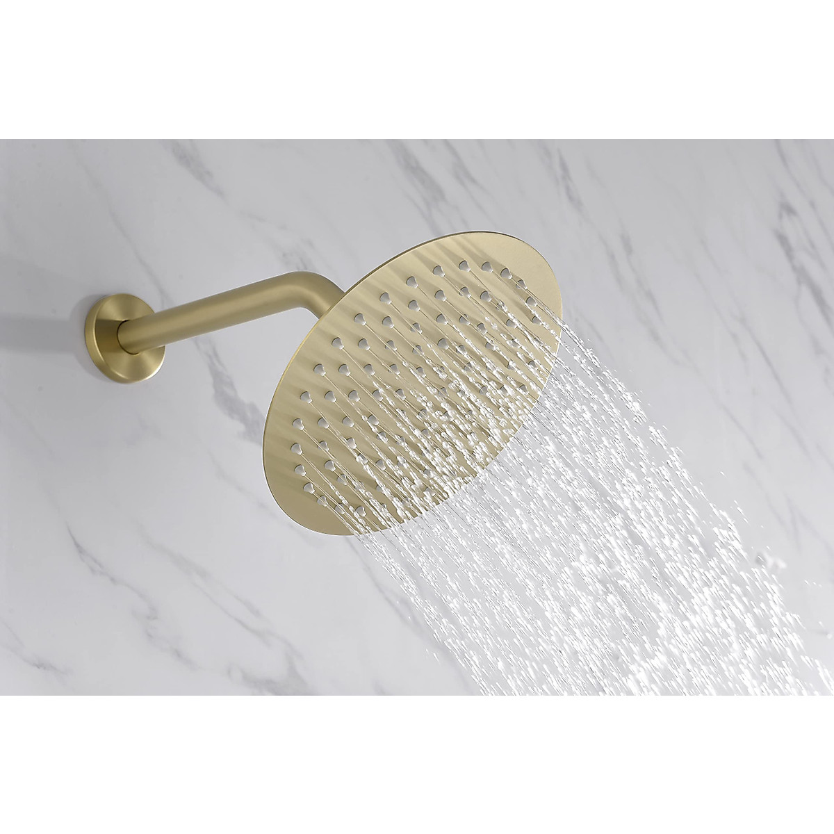 SUMERAIN Shower System with Tub Spout and Handheld Shower, Brass Rain Shower Tub Set with 8 Inches Shower Head and Rough in Valve Brushed Gold