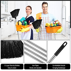 10 Pack Heavy Duty Broom Bulk, Outdoor Indoor Broom Commercial Angle Broom with Adjustable Long Handle Stiff Bristles Broom with 47 Inch Broomstick for Home Kitchen Office Patio Lobby Floor Sweeping