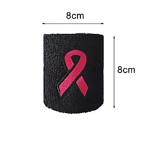 2 Pairs Breast Cancer Awareness Sweatband Pink Ribbon Wristbands Football Wristbands Baseball Wristbands Sports Wristbands for Football Tennis Basketball Baseball Running,Breast Cancer Awareness Gifts