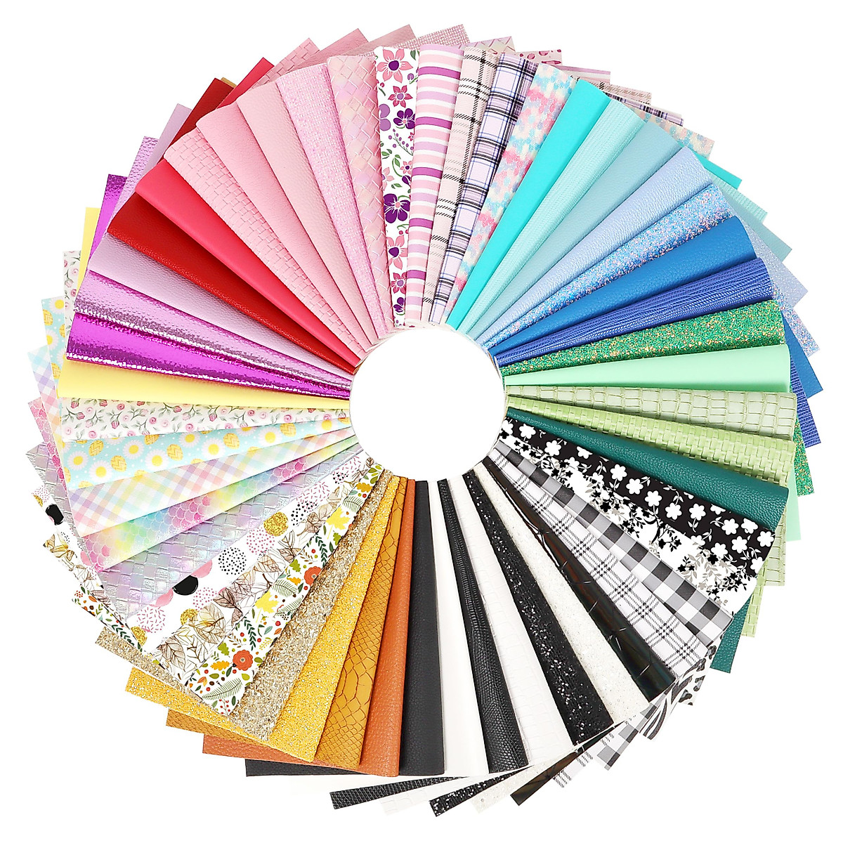 ZAIONE Random Faux Leather Sheets: Glitter Plaid Print Leather 20Pcs 8X12 Inch Grain Texture Embossed Colors Pattern Leather for Earrings Crafts