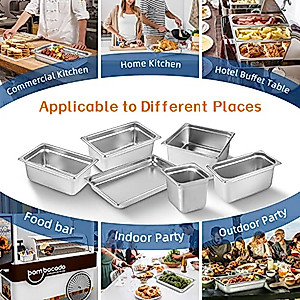 HOCCOT Full Size Hotel Pan 6 Packs, 6" Deep 304 Stainless Steel Steam Table Pan for Chafing, Commercial Food Pan for Hotel, Buffet, Restaurant, Party, Catering Food Pan for Food Supply & Storage
