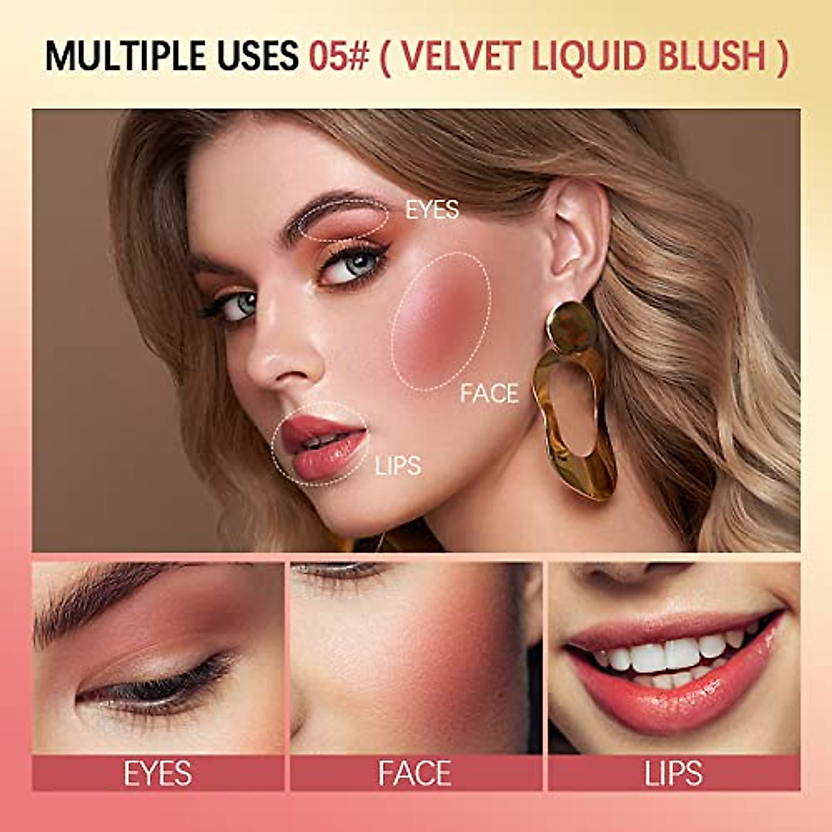 Liquid Blush, Soft Cream Liquid Blush for Cheeks, Light Weight,Long Lasting, Smudge Proof, Natural-Looking, Dewy Finish, For Natural-looking Flush & Everyday Wear (01#)